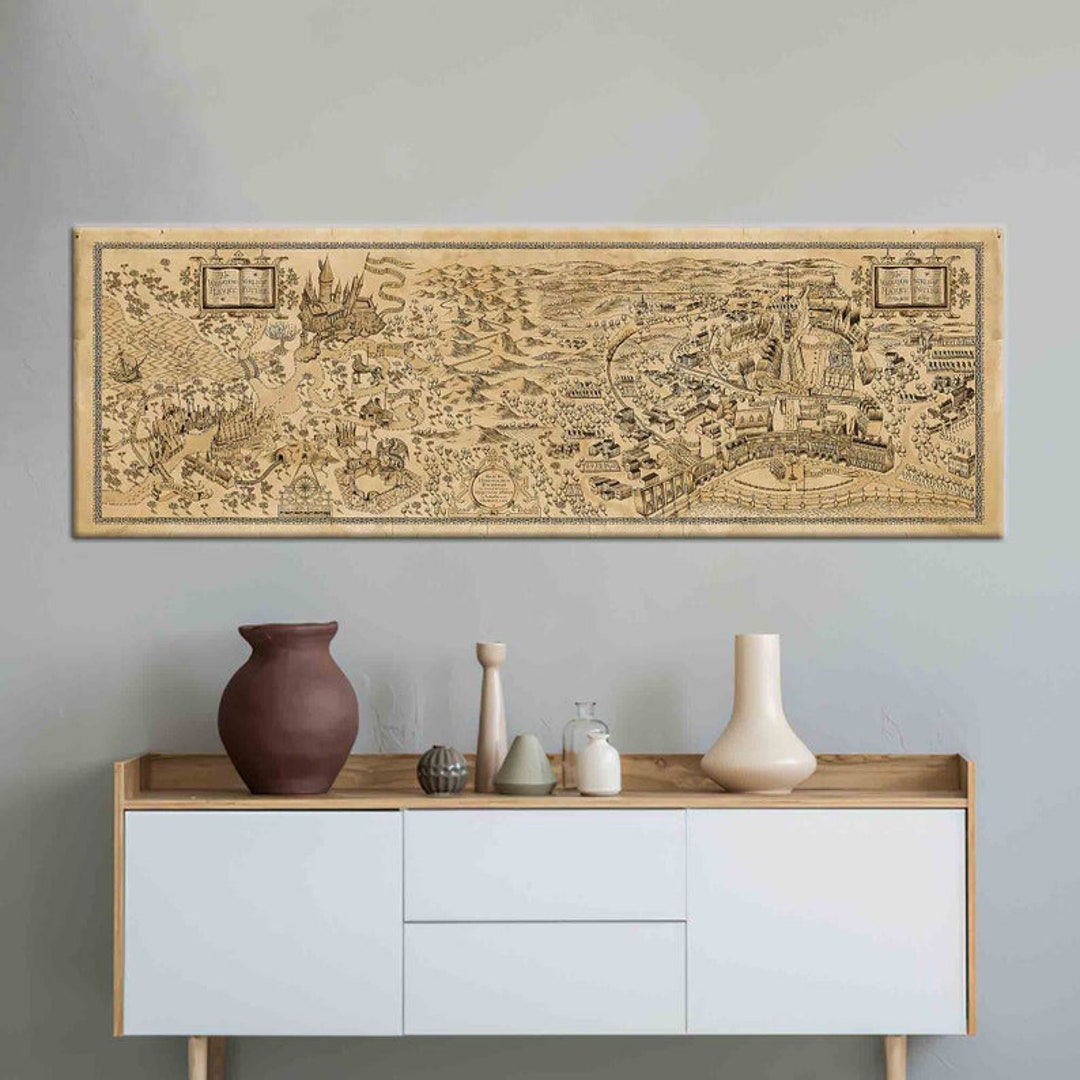 Harry World Map Art, Home Decor Wall Art, Harry World Map, Map Digital ...