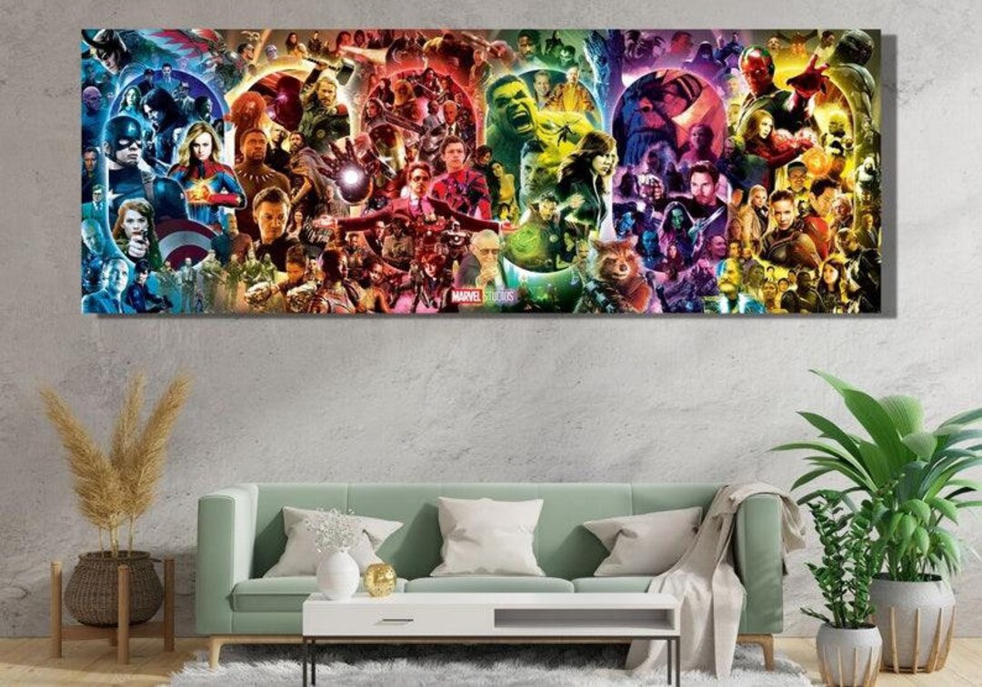 All Marvel Characters Canvas,marvel Fine Art Panorama Print,canvas Art ...