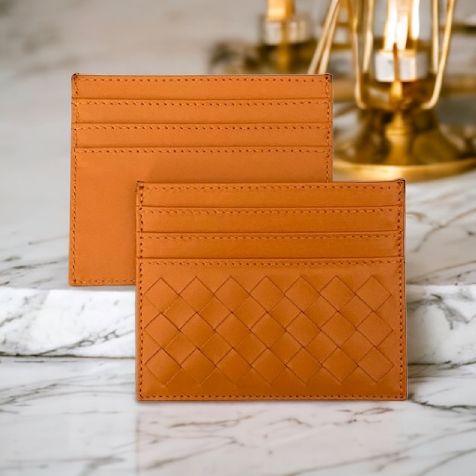 Minimalist Wallet, Burnt Orange Genuine Leather Slim Card Holder Wallet ...