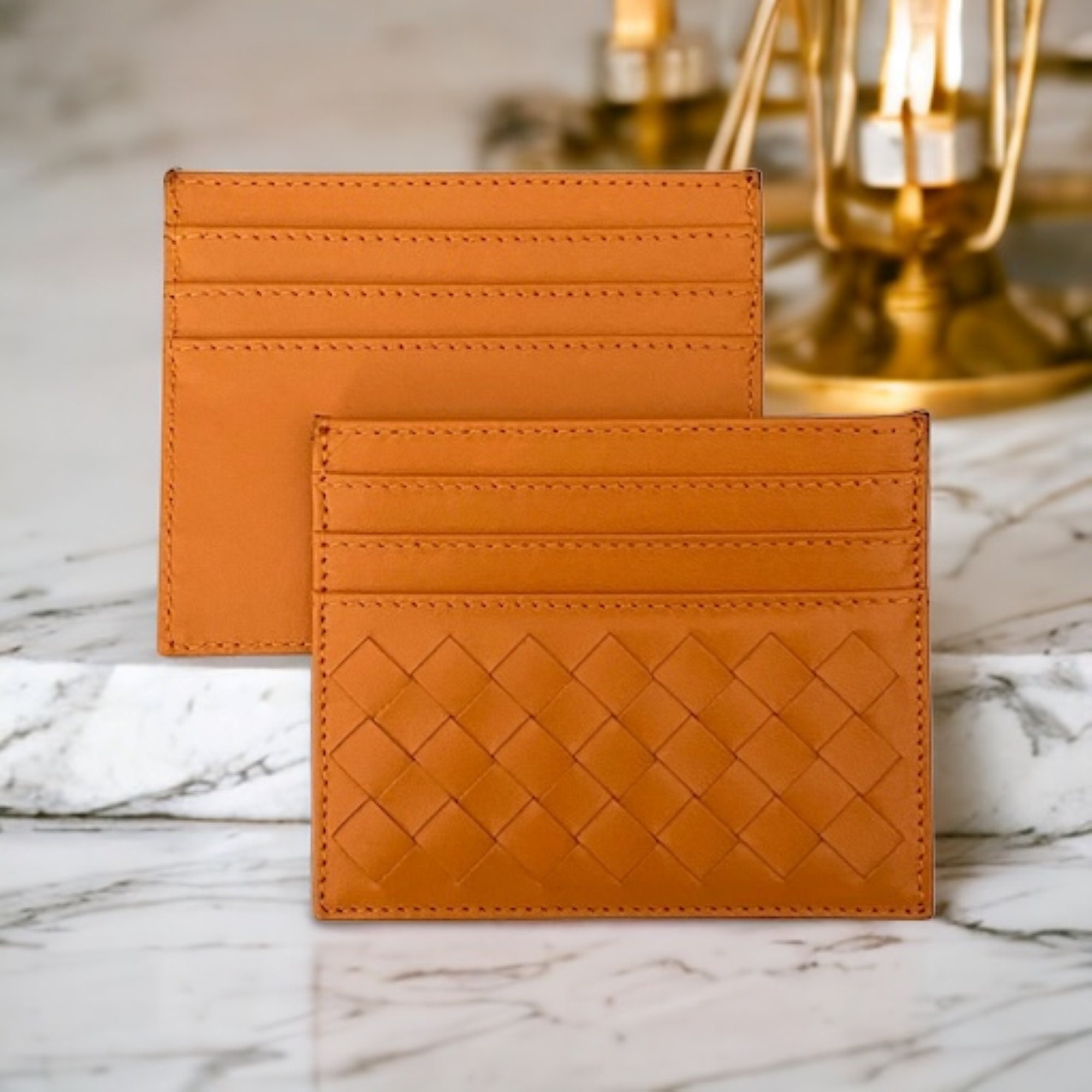 Minimalist Wallet, Burnt Orange Genuine Leather Slim Card Holder Wallet ...