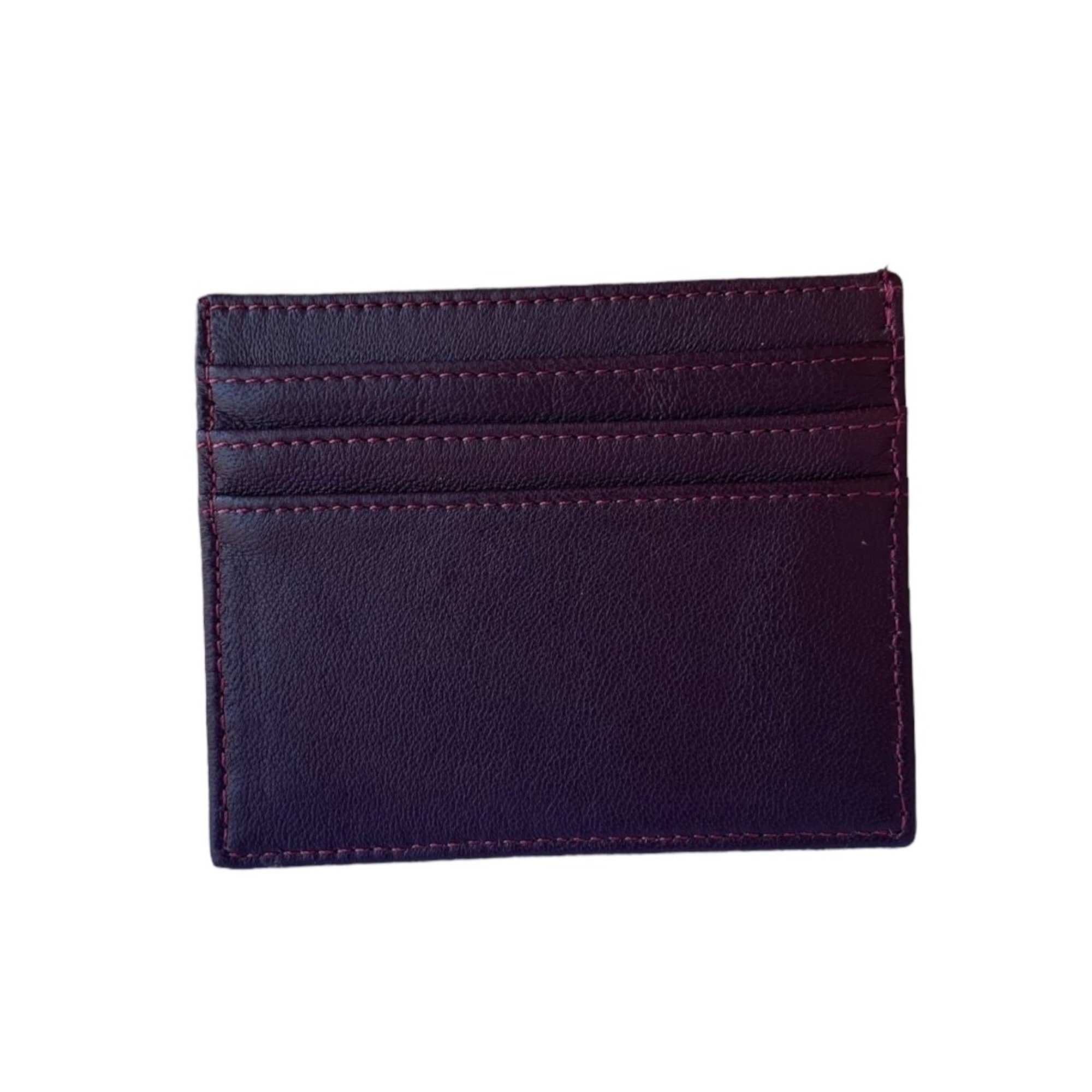 Burgundy Genuine Leather Slim Card Holder Wallet, Intrecciato Card ...
