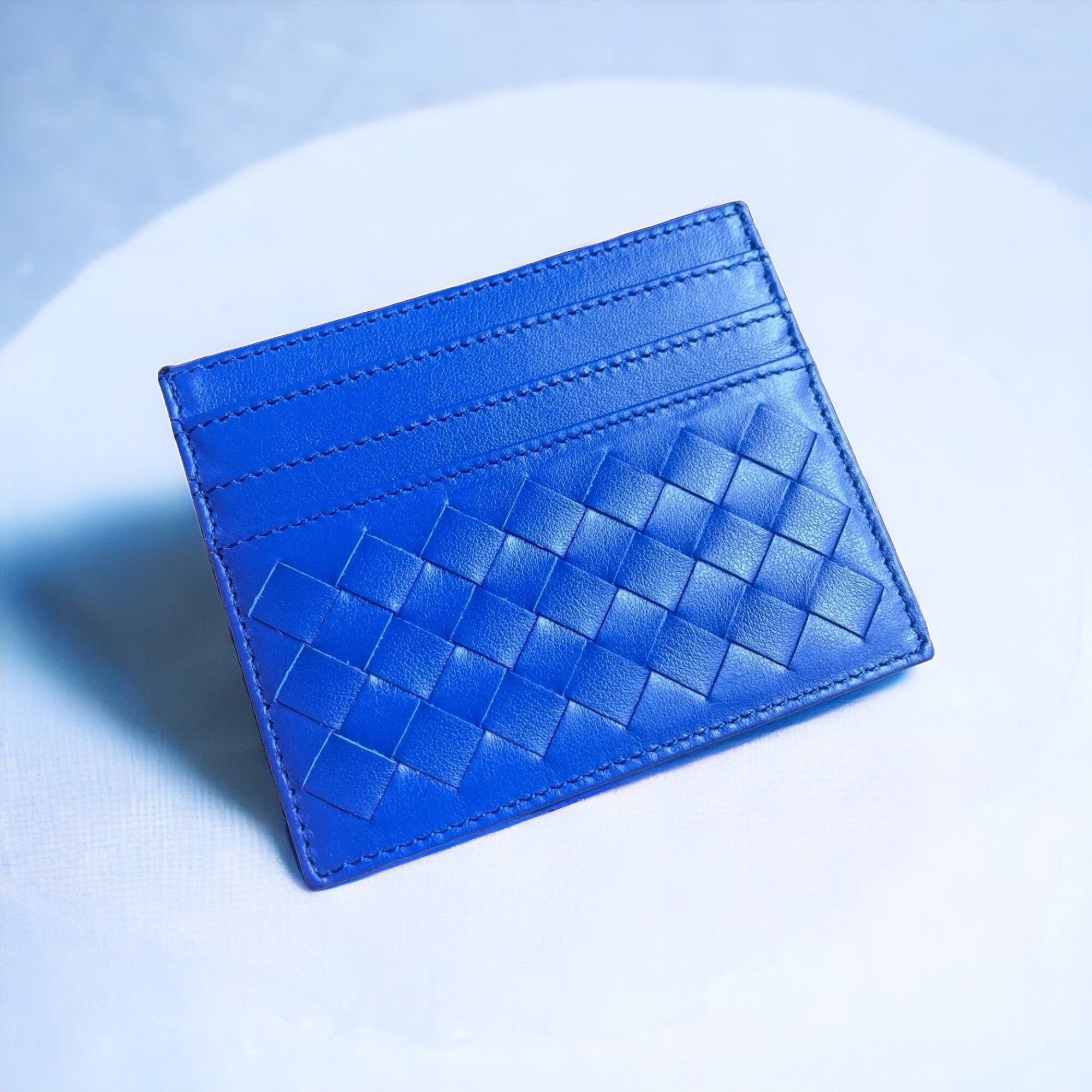 Minimalist Wallet, Blue Genuine Leather Slim Card Holder Wallet ...