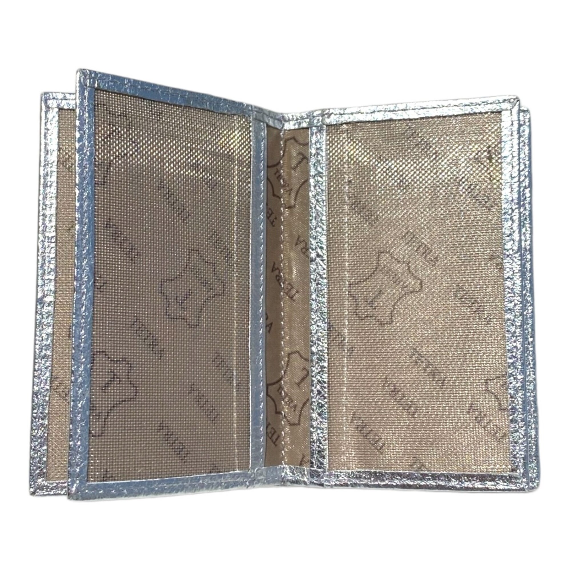 Silver Slim Bi-fold ID Card Case Wallet, Genuine Leather Minimalist ...