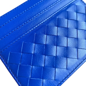 Minimalist Wallet, Blue Genuine Leather Slim Card Holder Wallet ...