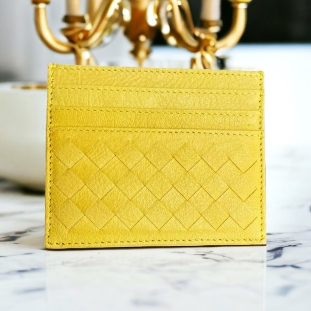 Minimalist Wallet, Yellow Genuine Leather Slim Card Holder Wallet ...