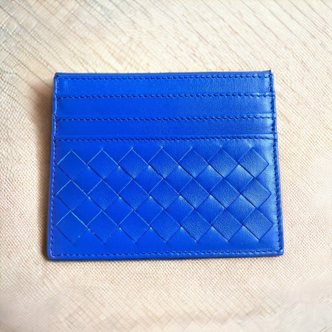 Minimalist Wallet, Blue Genuine Leather Slim Card Holder Wallet ...