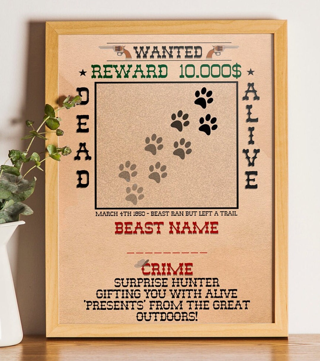 Cat Wanted Poster L SURPRISE HUNTER L Funny A4 Print L Interactive ...
