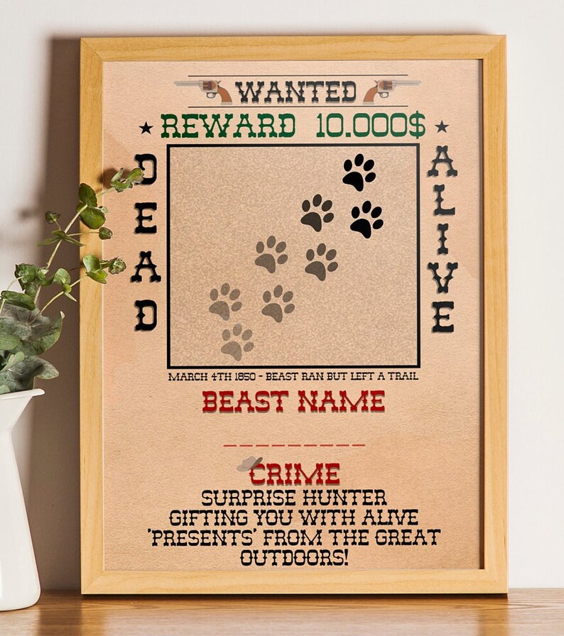 Cat Wanted Poster L SURPRISE HUNTER L Funny A4 Print L Interactive ...