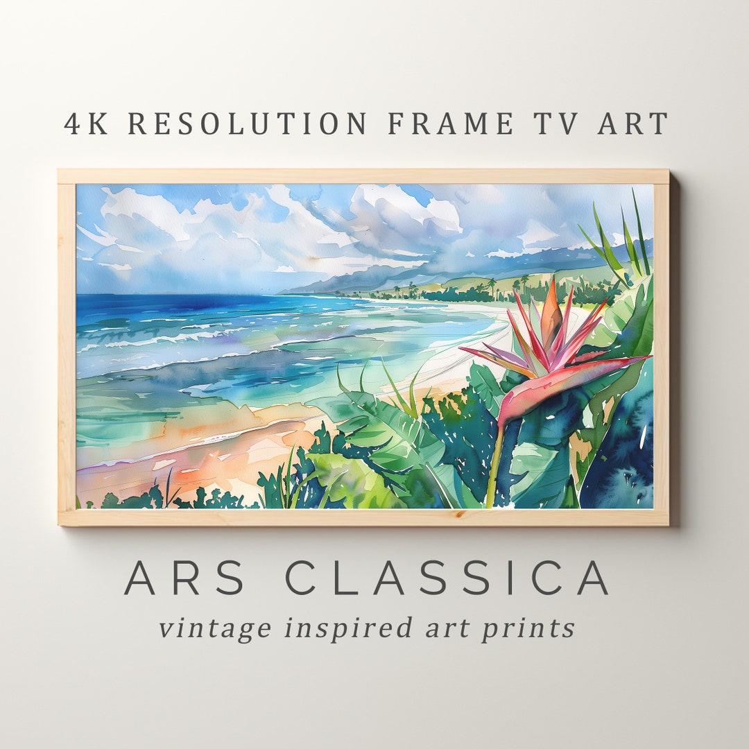 Samsung Frame TV Art, Birds of Paradise Flower Painting, Warm Soothing ...