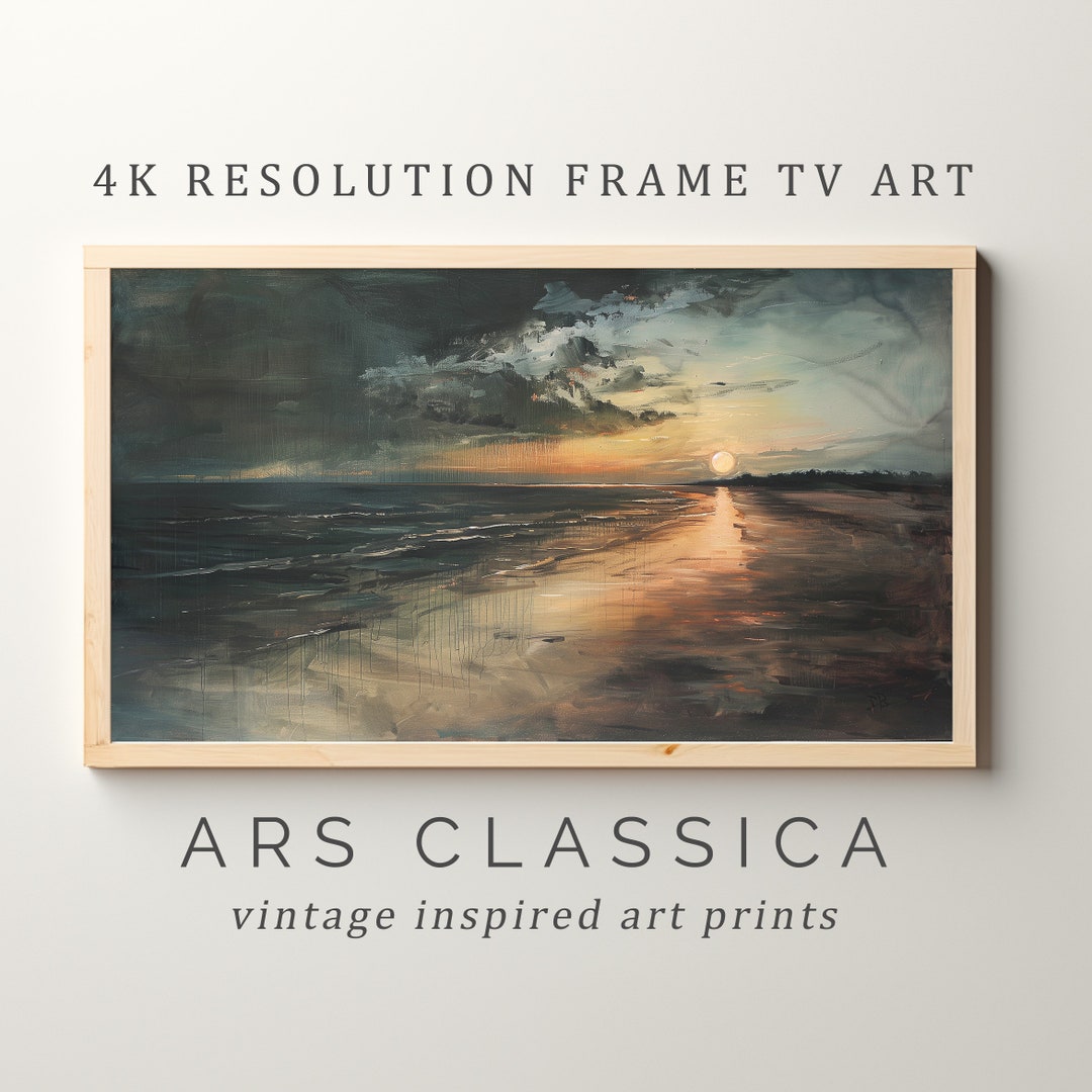 Moody Sunset Beach Art, Samsung Frame TV Art, Moody Modern Minimalism ...