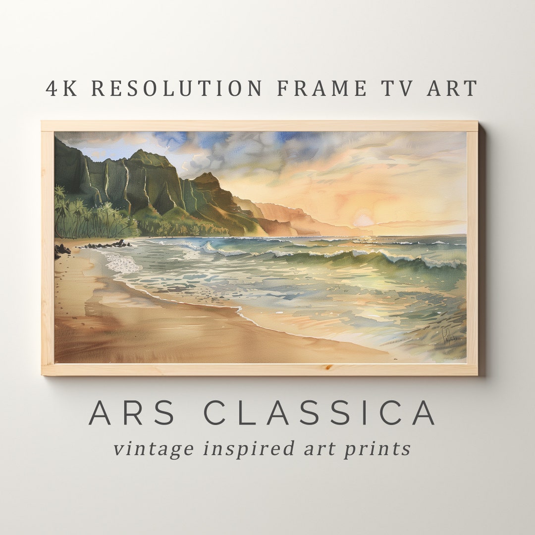 Sunset Beach Art, Samsung Frame TV Beach Decor, Hawaiian Decor, Bright ...