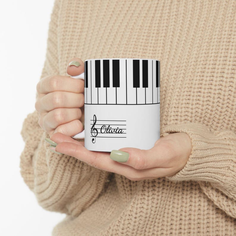 Personalized Music Lover Mug for Piano Teacher Gift for Musician Themed ...