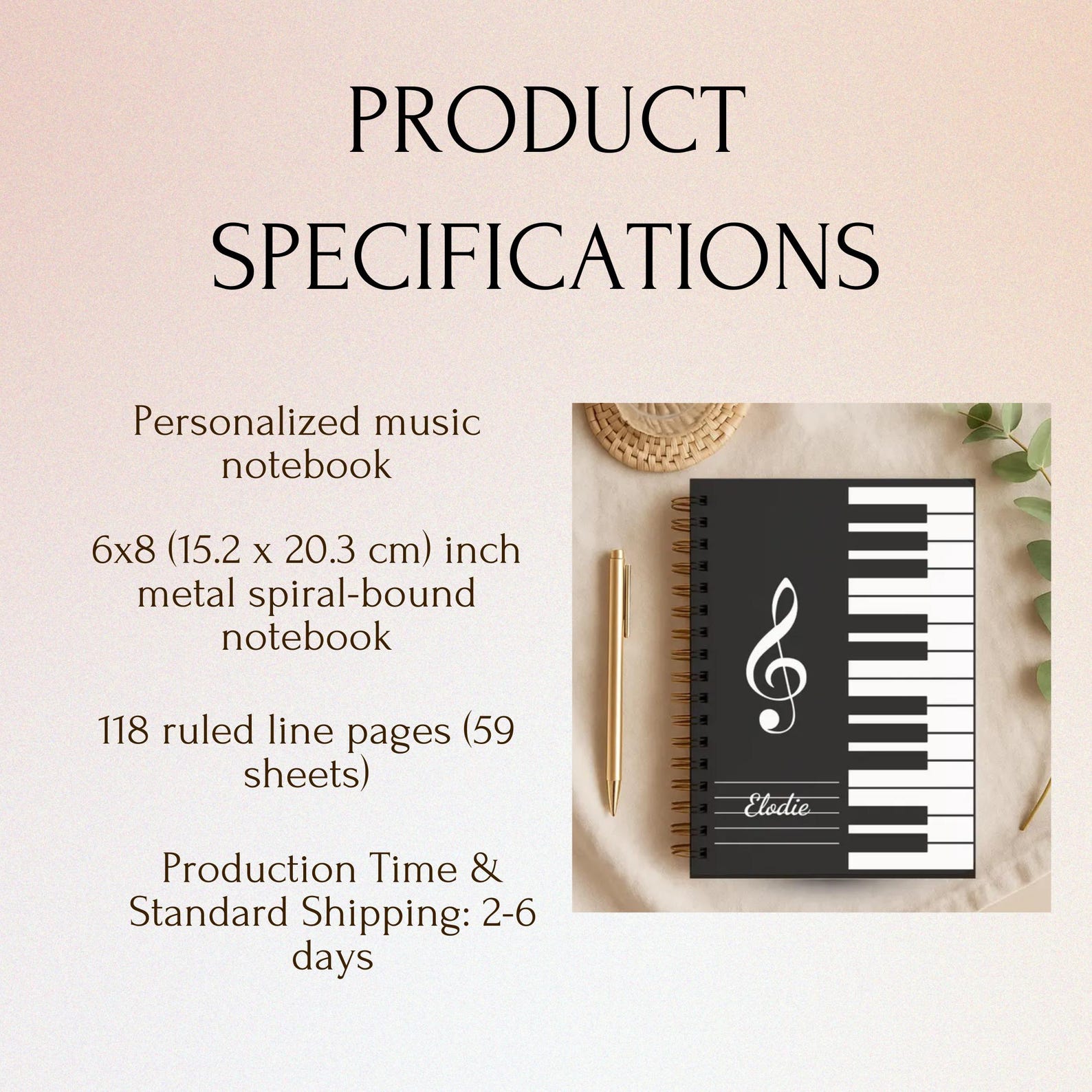 Personalized Music Notebook Gift Idea for Teacher Appreciation Gift for ...