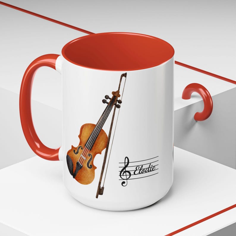 Personalized Musician Mug Violin Design Music Gift Treble Clef Coffee ...