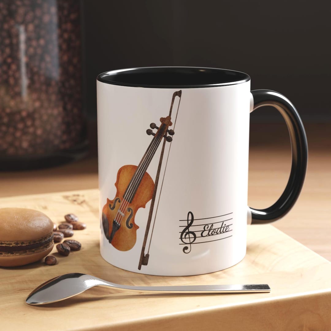Personalized Musician Mug Violin Design Music Gift Treble Clef Coffee ...
