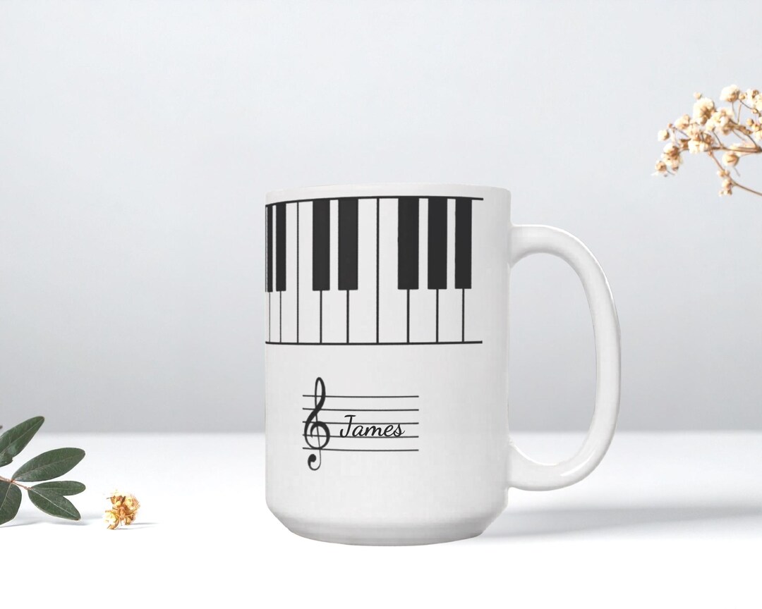 Personalized Music Lover Mug for Piano Teacher Gift for Musician Themed ...