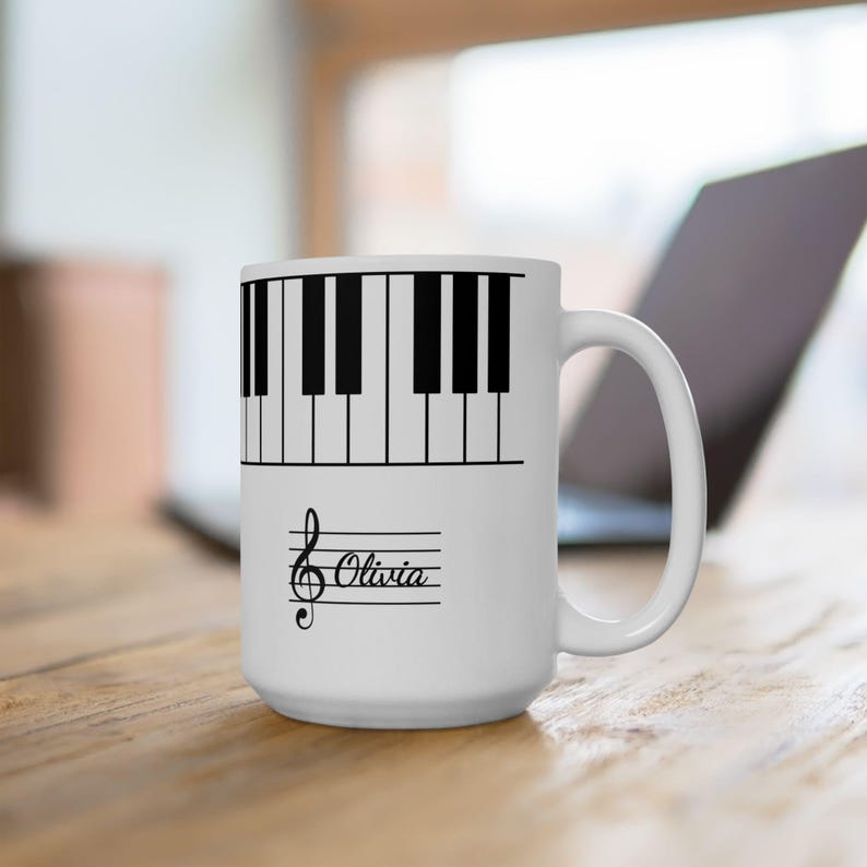 Personalized Music Lover Mug for Piano Teacher Gift for Musician Themed ...