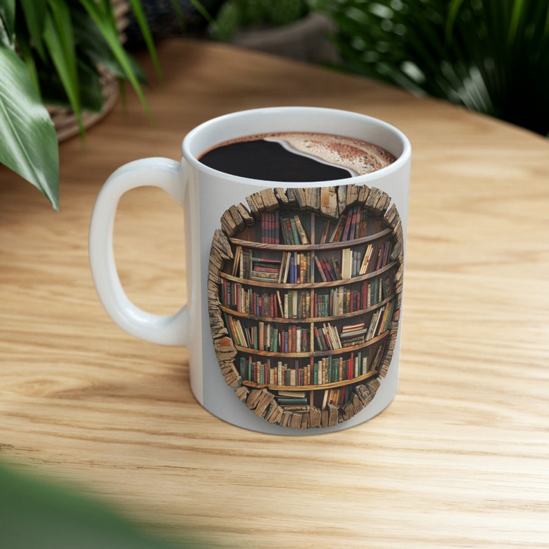 3D Realistic Bookshelf Mug for Book Lovers Creative Gift for Readers ...