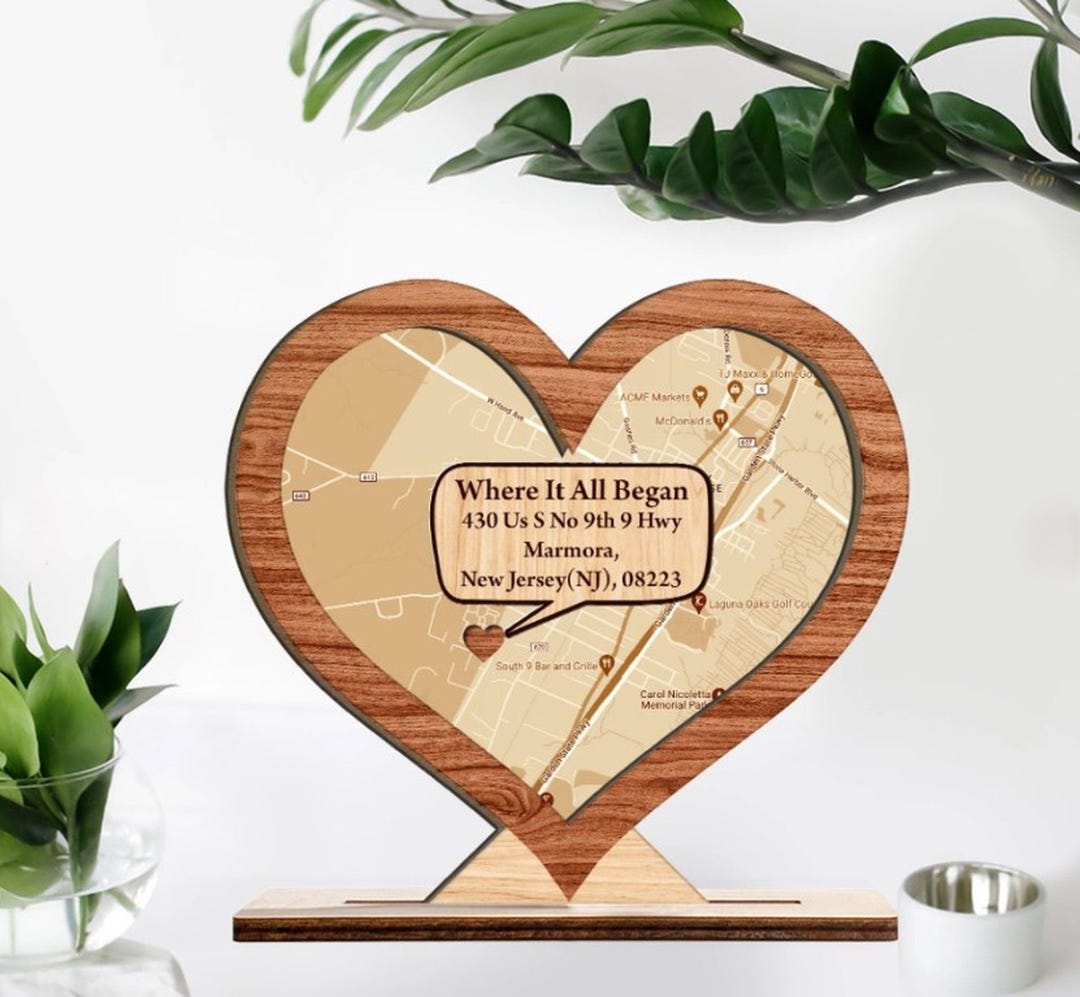 Personalized Where It All Began Where We Met Map Wooden Plaque, Custom ...