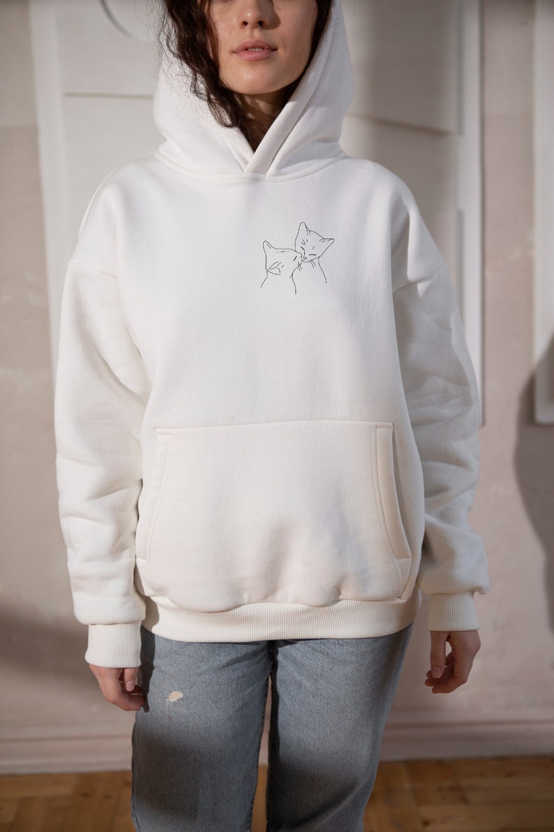 Digital Cat Art, Cat Couple Drawing, Printable Cat Art, Cat Silhouette ...