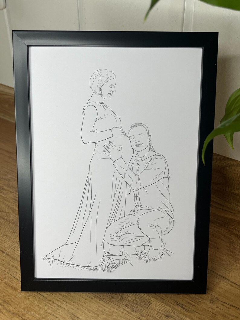 Custom Line Art Drawing From Photo, Personalized Line Art Portrait ...