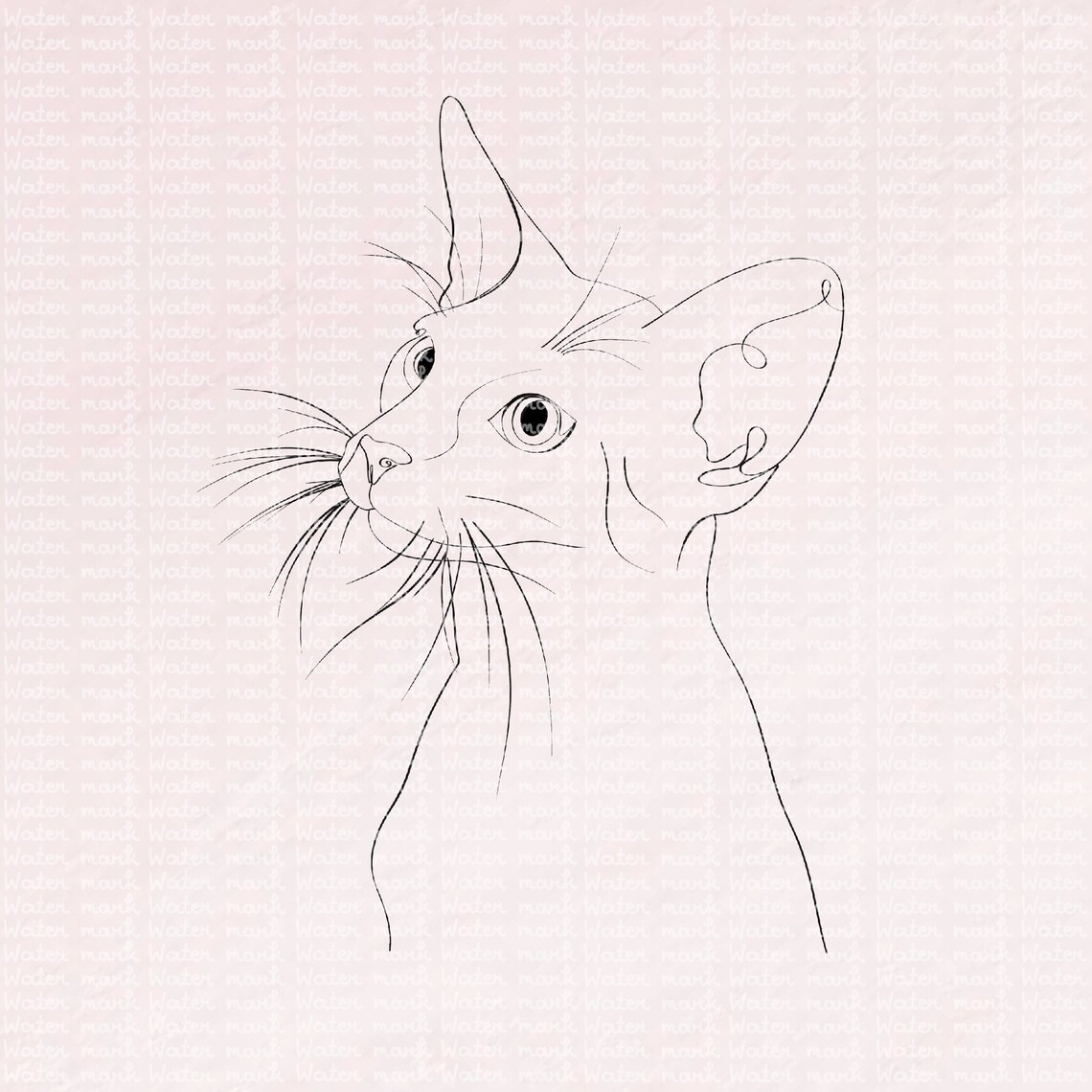 Cat Line Art Drawing Cute Kitty Photo Car Art Instant Download - Etsy