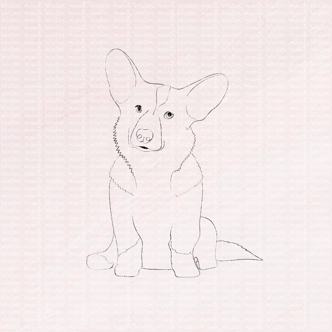 Corgi Drawing Instant Download Corgi Line Art Cutting File Svg Png Jpg ...