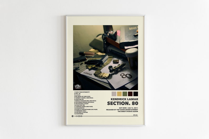 Kendrick Lamar / Kendrick Lamar Posters / Section 80 Poster/ Album Cover Poster / Tracklist ...