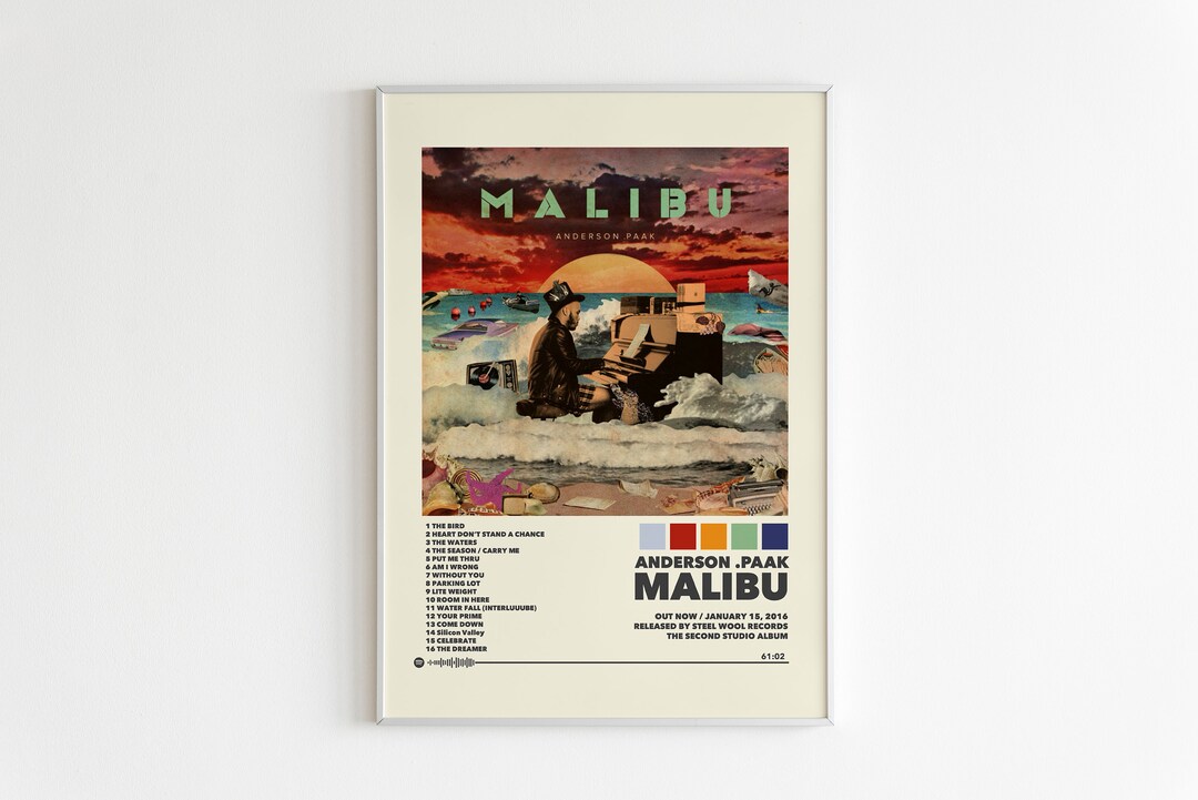 Anderson .paak Posters / Malibu Poster / Album Tracklist Poster, Album ...