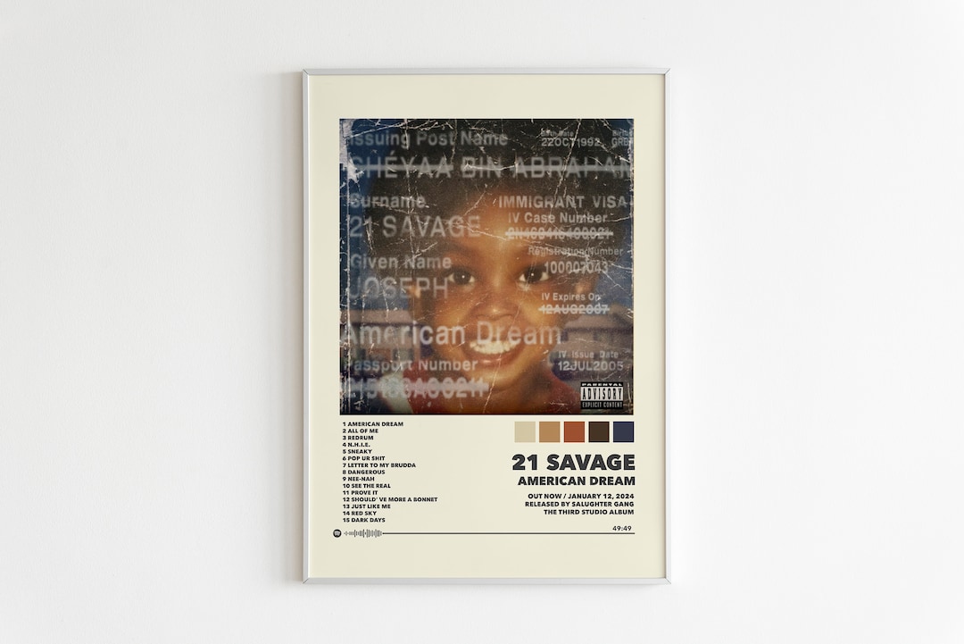 21 Savage Poster / American Dream Poster / Album Cover Poster Poster ...