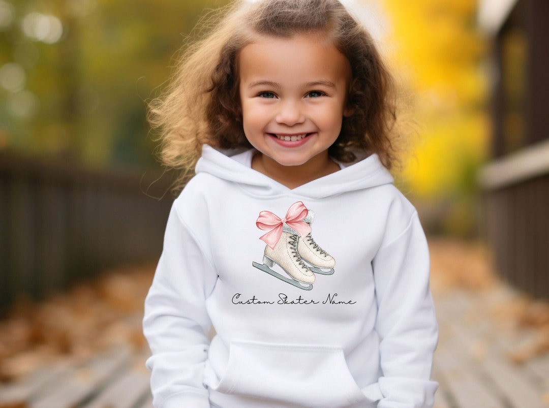 Coquette, Preppy, Cute Ice Skating Youth Hooded Sweatshirt, Girly ...