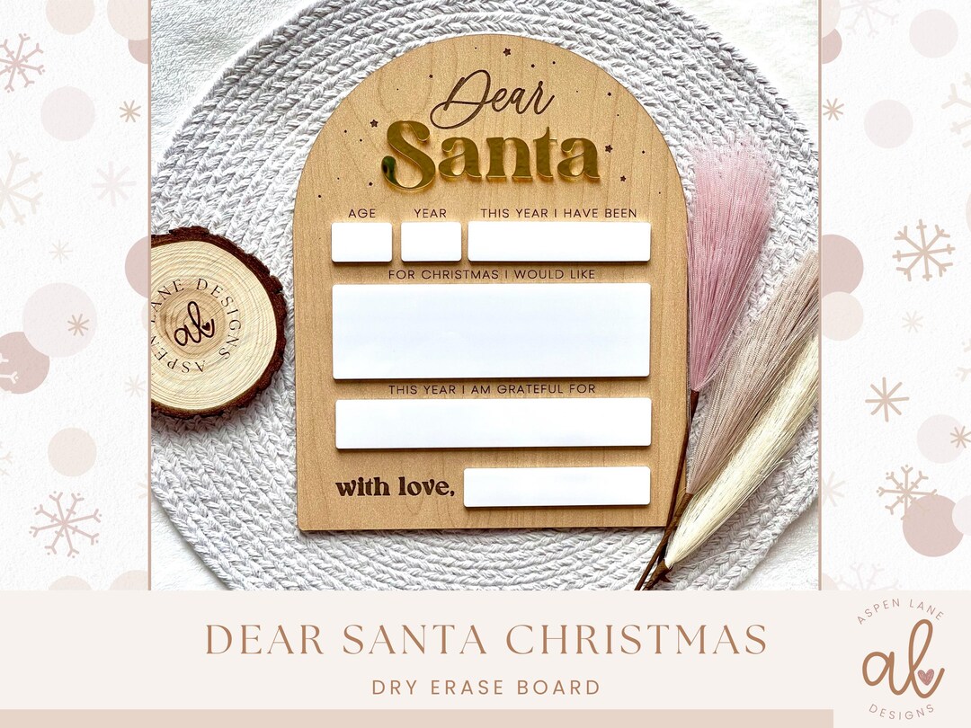 Dear Santa Sign, Dear Santa Board, Christmas List, Santa Letter Sign ...