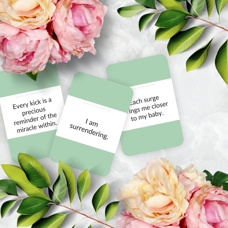 Sage Green Printable Positive Birth Affirmation Cards, Hypnobirthing ...