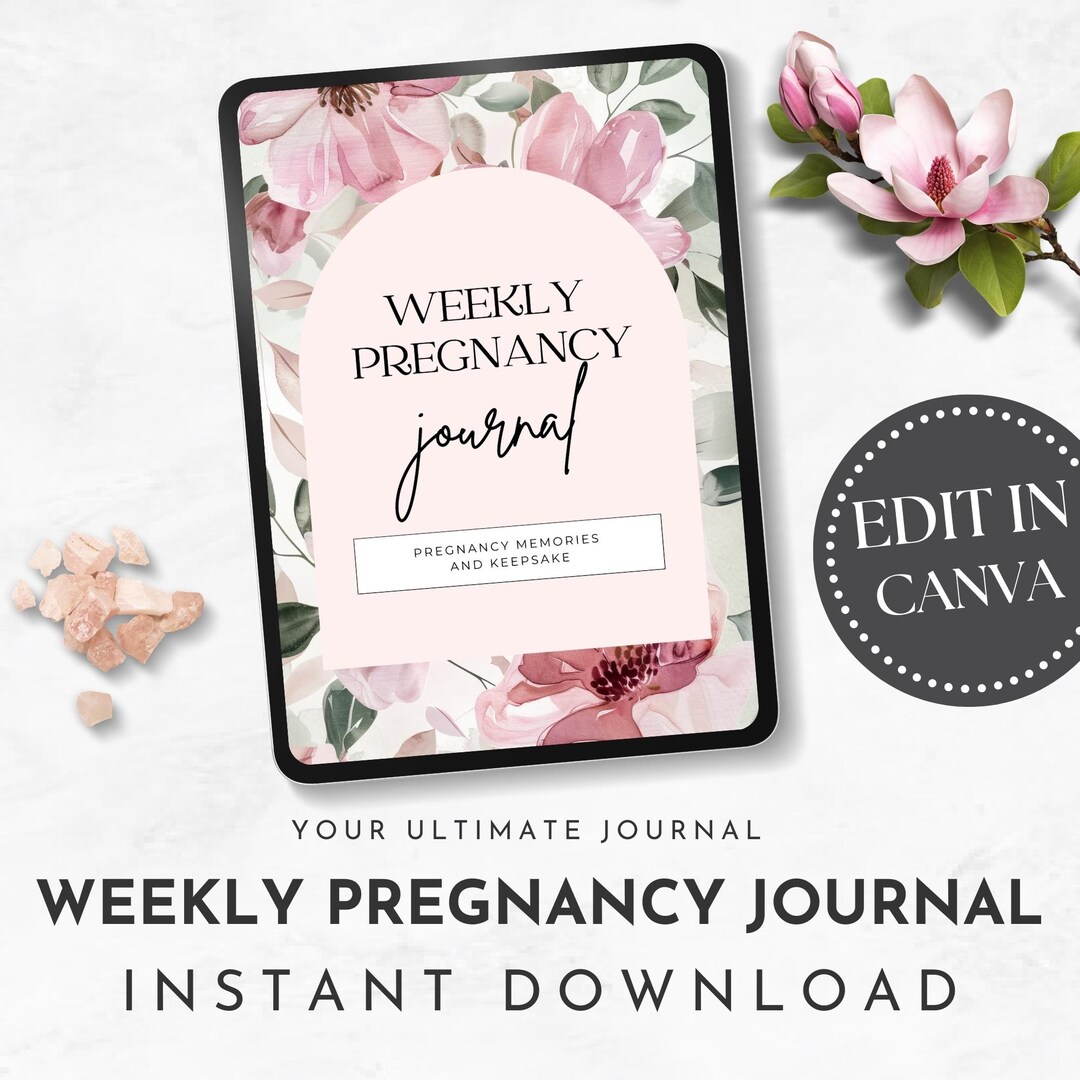 Weekly Pregnancy Journal | Editable Canva Template | Pregnancy Memory ...