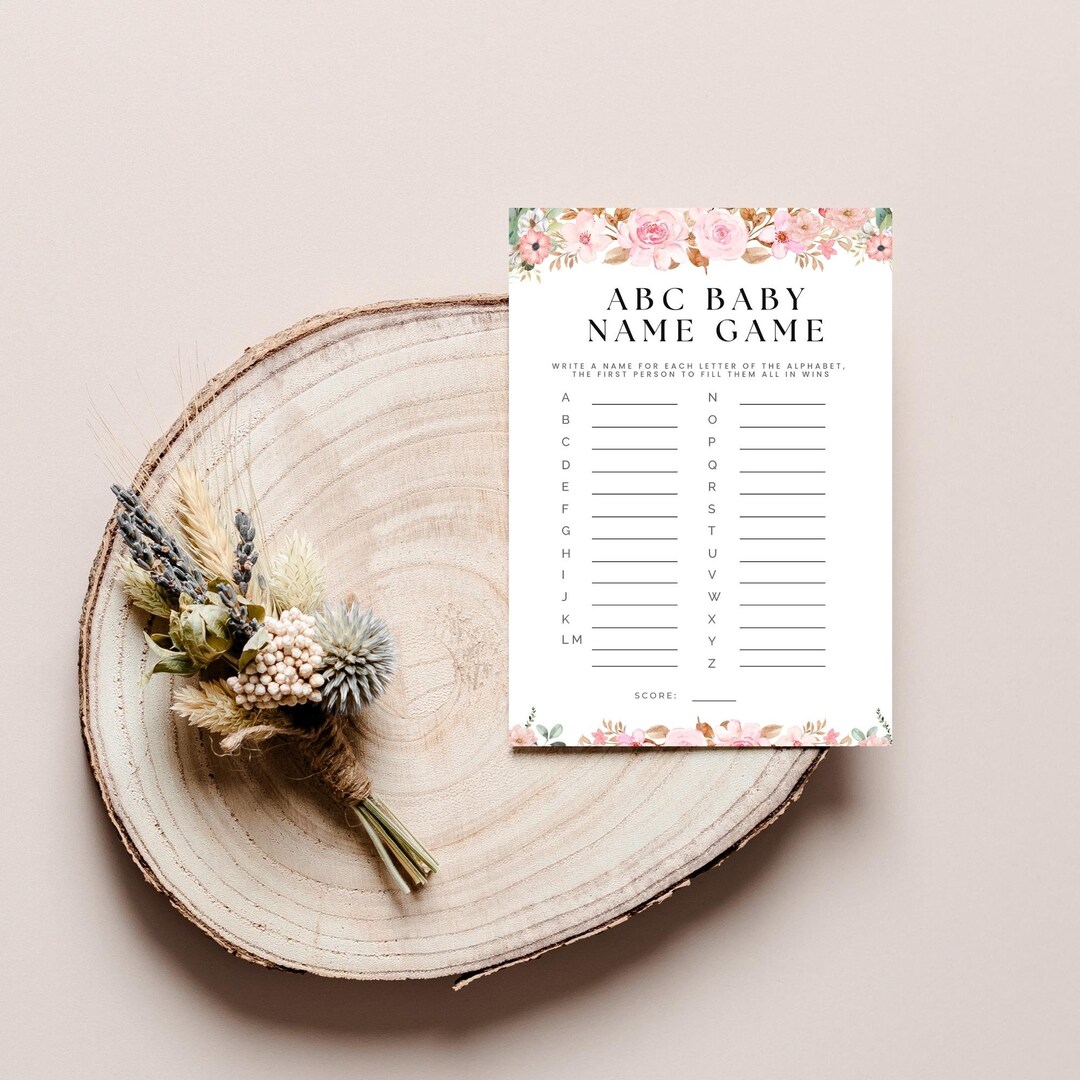 Floral ABC Baby Name Game | Printable Baby Shower Activity (digital ...