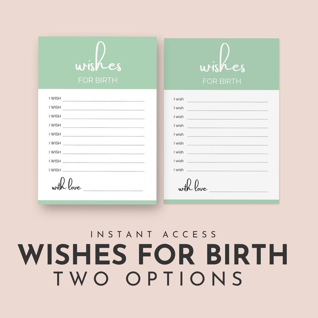 Wishes for Birth | Pastel Green Birth Cards | Printable Birth Blessings ...