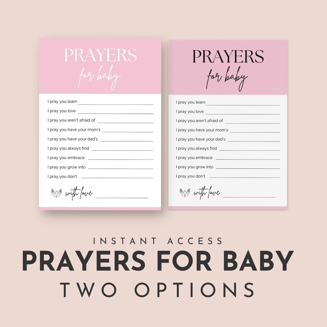 Blush Pink Prayers for Baby Card, Boho Prayers for Baby, Elegant ...