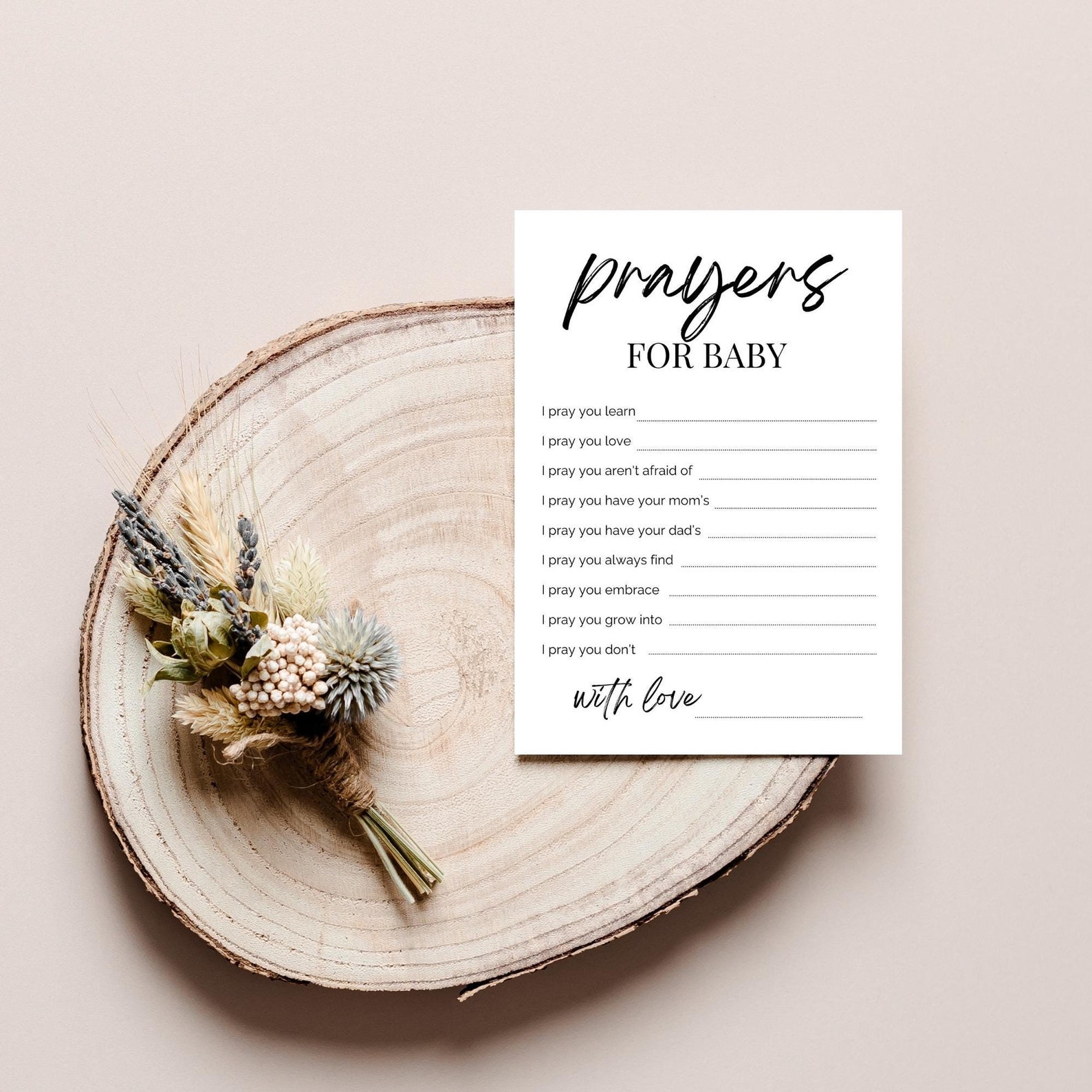 Prayers for Baby Card, Boho Baby Shower Games | Gender Neutral ...