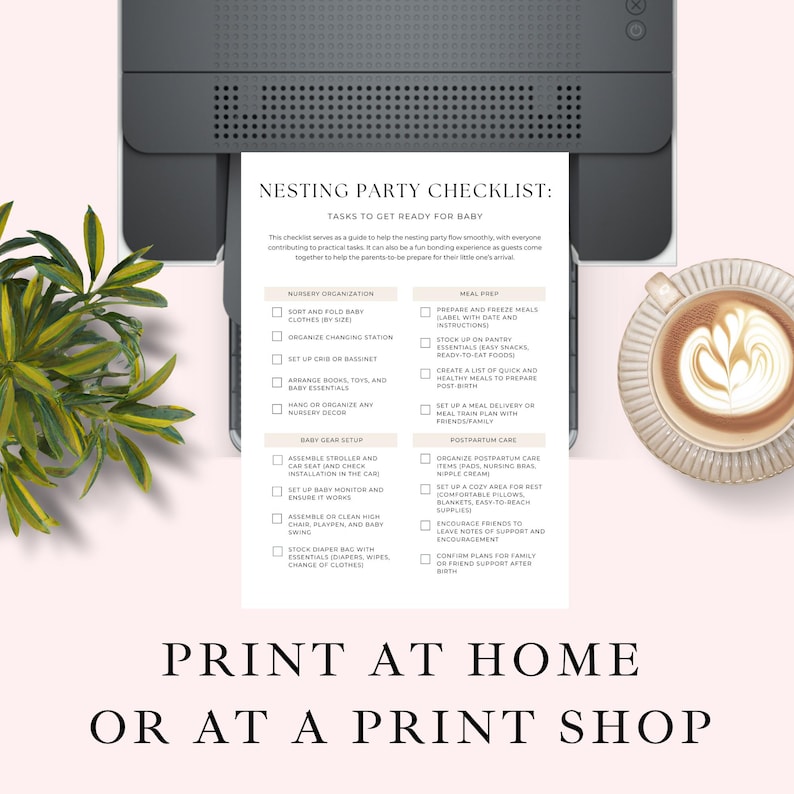 Nesting Party Checklist | Baby Shower Activity | Editable Digital ...