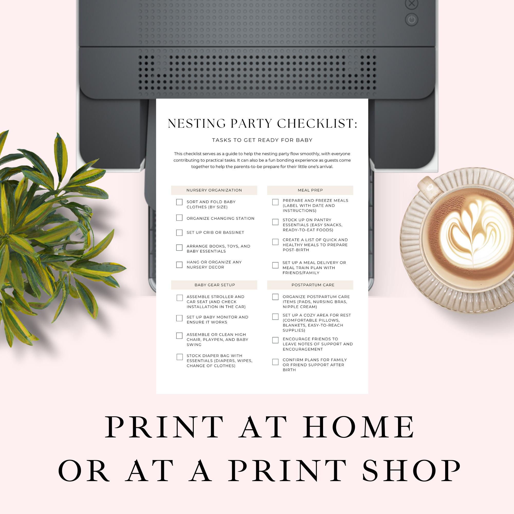 Nesting Party Checklist | Baby Shower Activity | Editable Digital ...