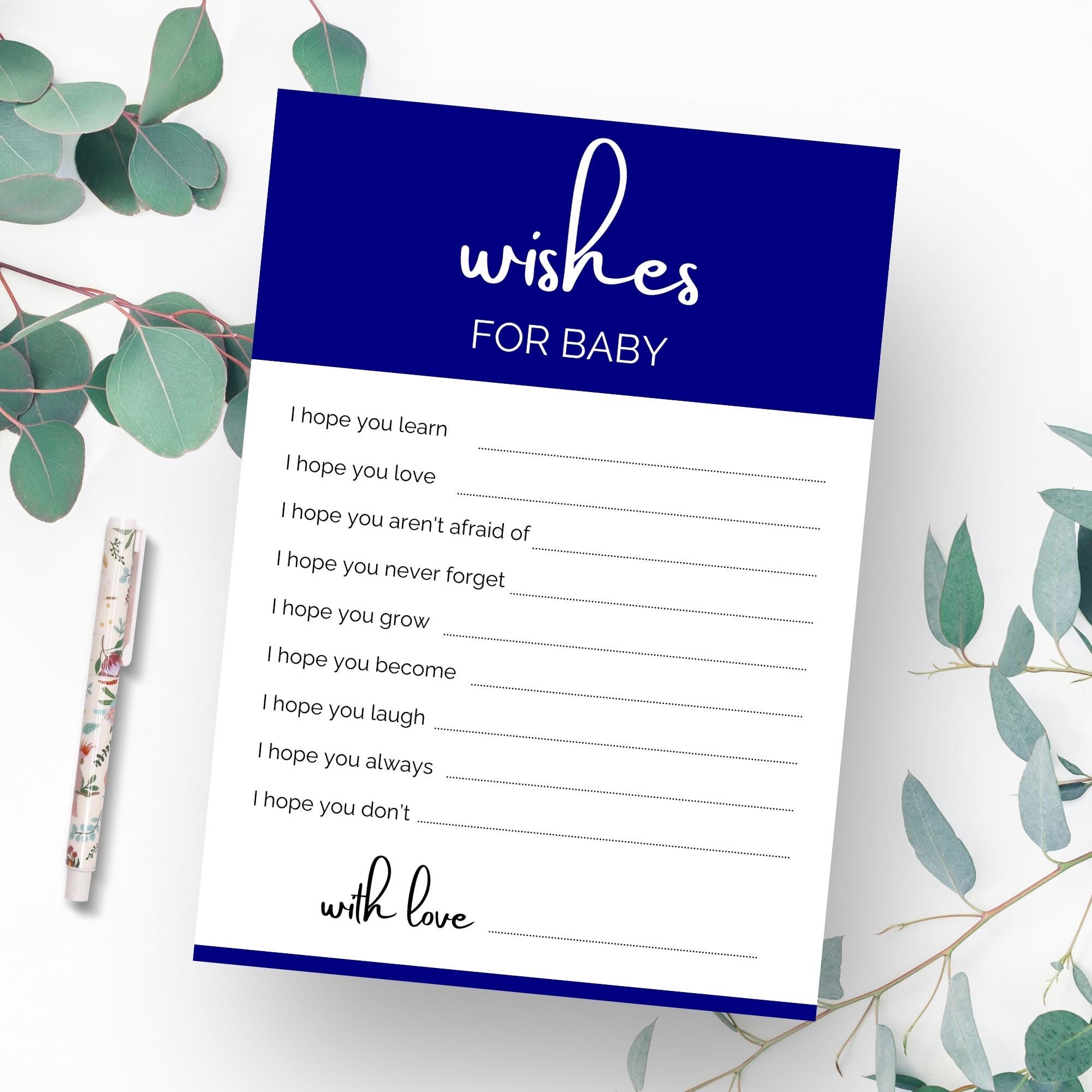 Wishes for Baby | Baby Shower Games | Instant Download | Baby Boy ...