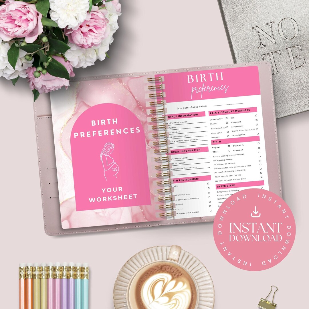 Printable Birth Preferences Worksheet | Birth Plan Template | Labour ...