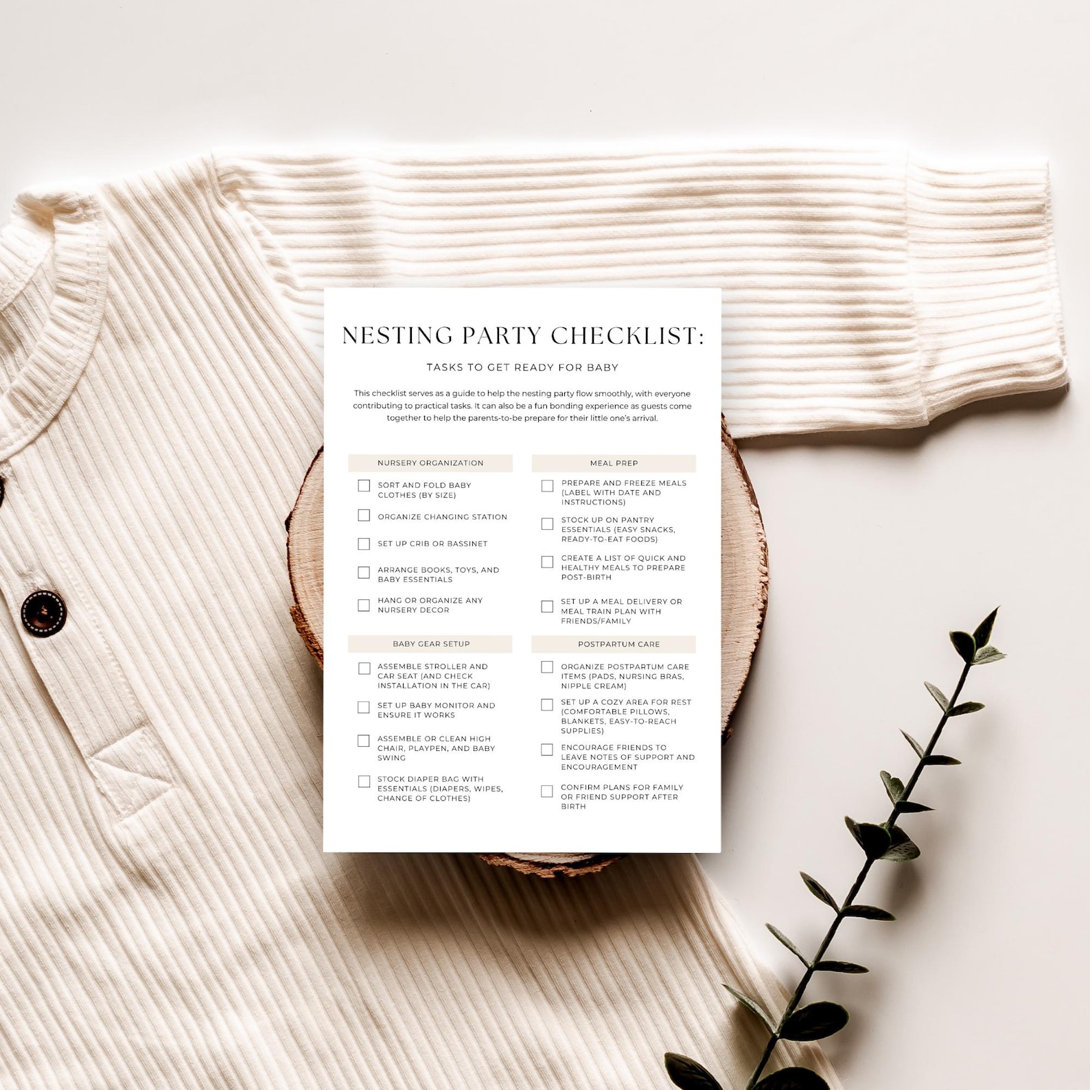 Nesting Party Checklist | Baby Shower Activity | Editable Digital ...