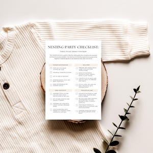 Nesting Party Checklist | Baby Shower Activity | Editable Digital ...
