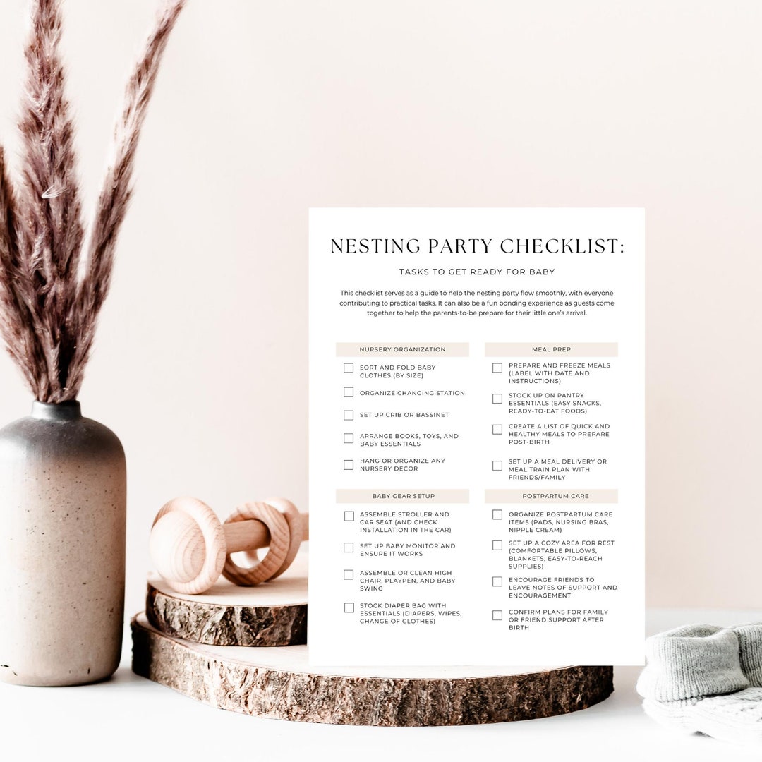 Nesting Party Checklist | Baby Shower Activity | Editable Digital ...