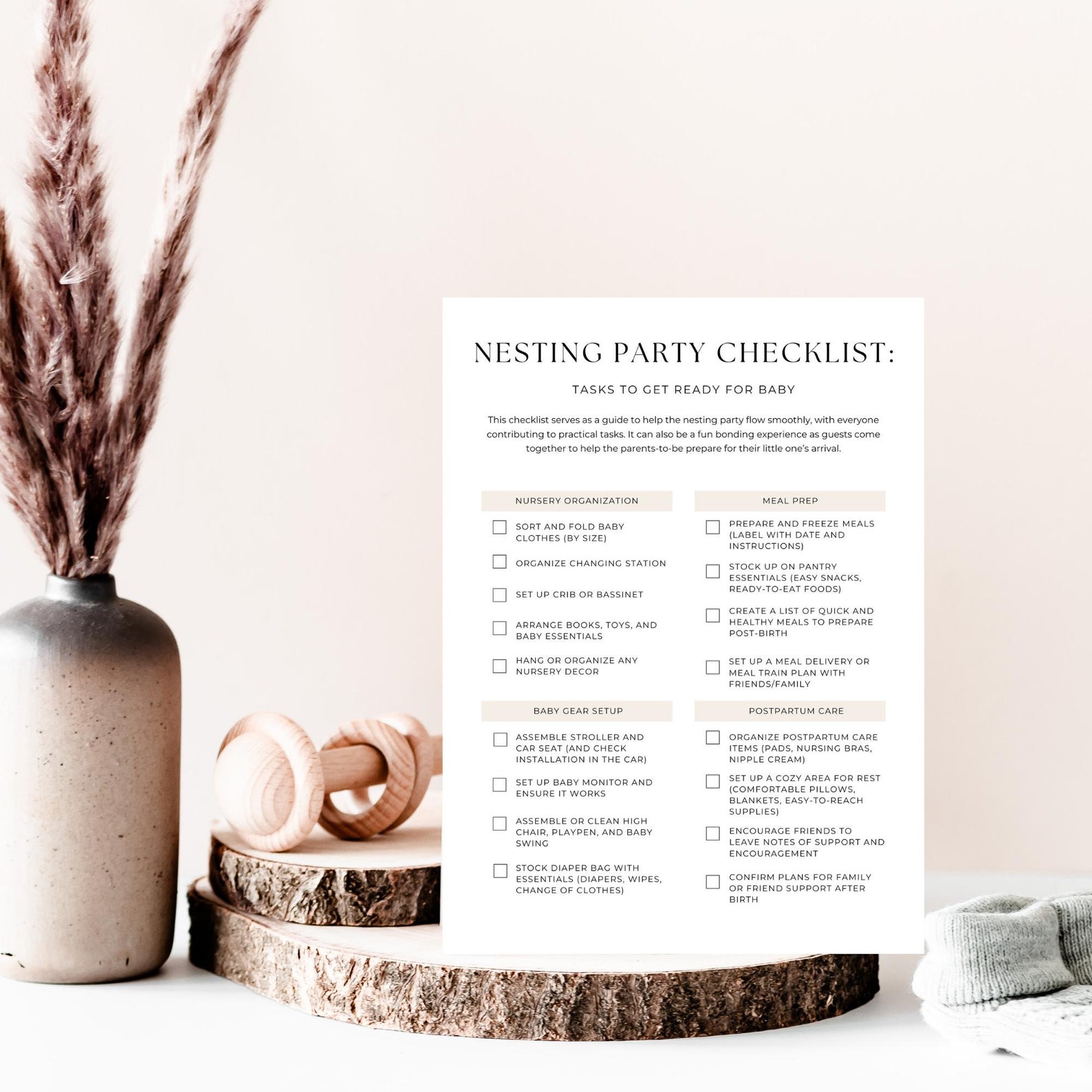 Nesting Party Checklist | Baby Shower Activity | Editable Digital ...