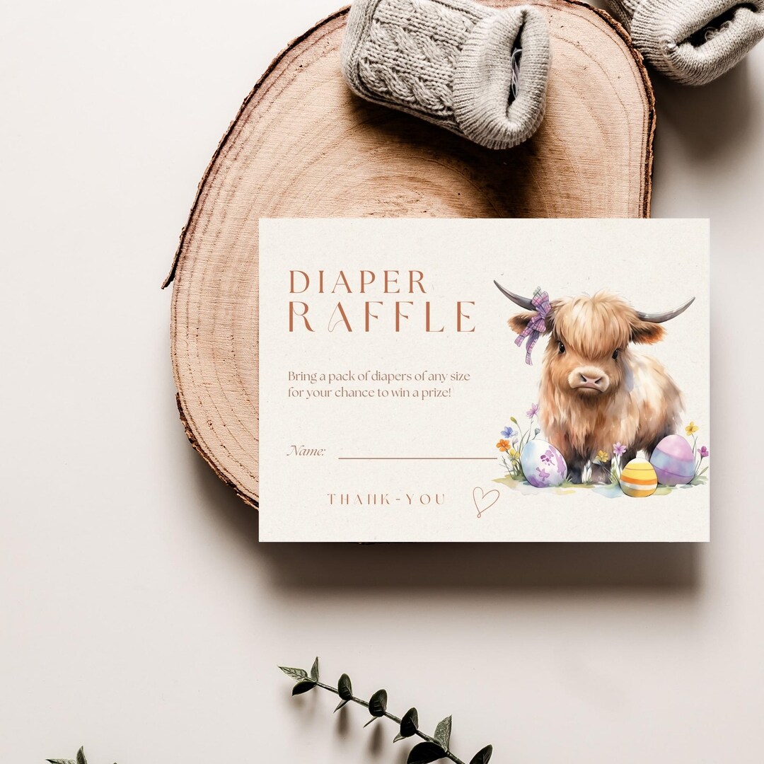 Highland Cow Diaper Raffle Ticket | Purple Sage Baby Shower (digital ...