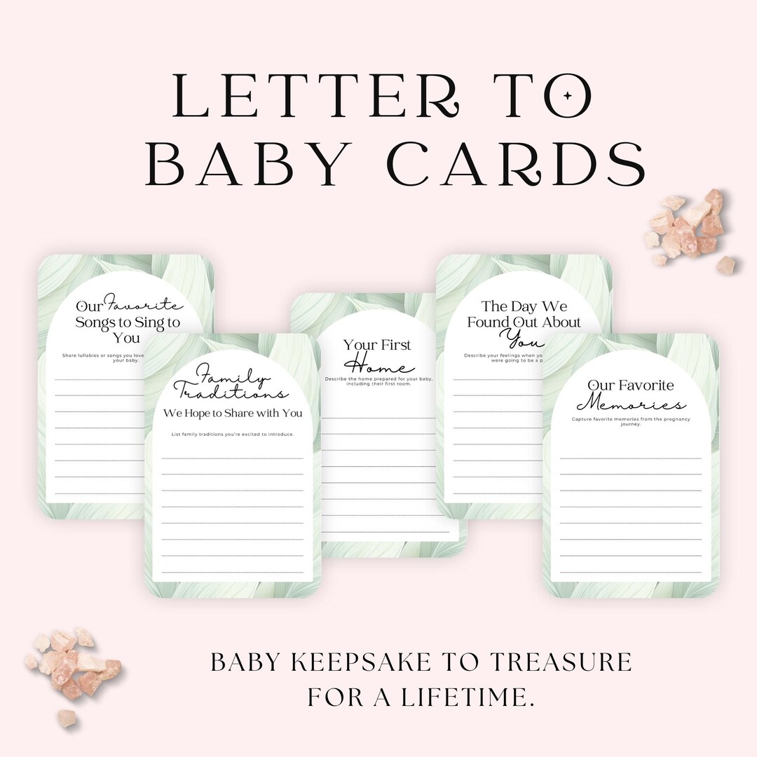 Sage Green Letters to Baby Cards | Baby Shower Keepsake (printable ...