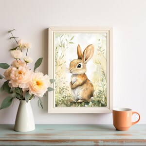 Charming Bunny Digital Art Printable Wall Art Instant Download for ...