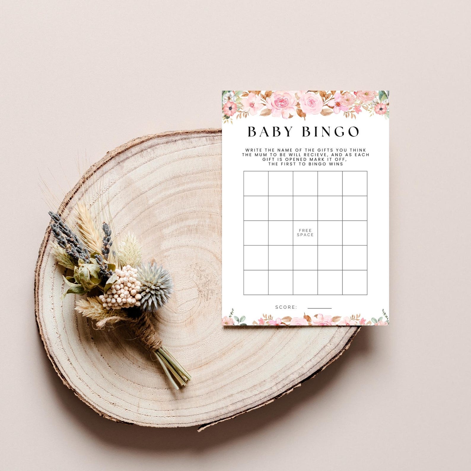 Floral Baby Bingo Game | Fun Gender-neutral Baby Shower Activity ...